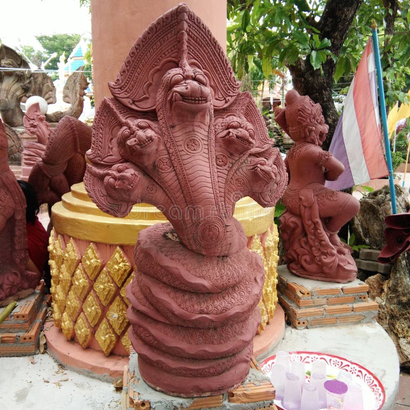 Vintage Red Naga Five Heads Stock Image - Image of color, fairy: 93201893