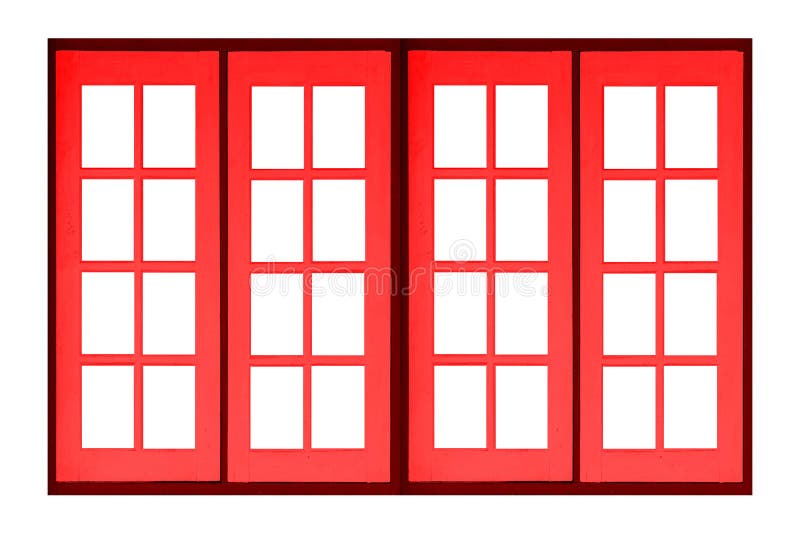 Red Painted Wooden Window Frame Isolated on a White Background Stock ...