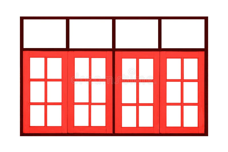 Red Painted Wooden Window Frame Isolated on a White Background Stock ...