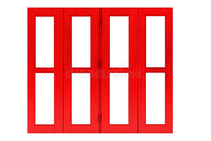 Red Painted Wooden Window Frame Isolated on a White Background Stock ...