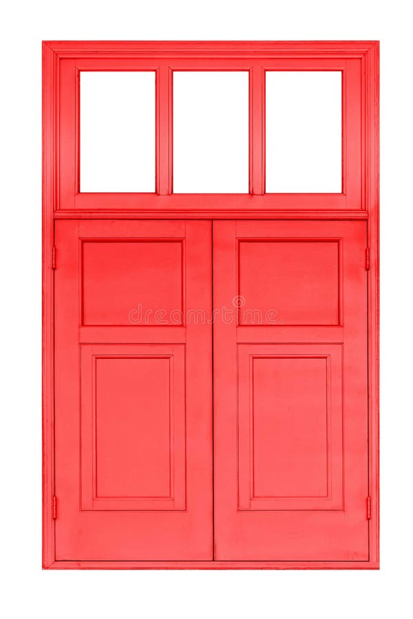 Red Painted Wooden Window Frame Isolated on a White Background Stock ...