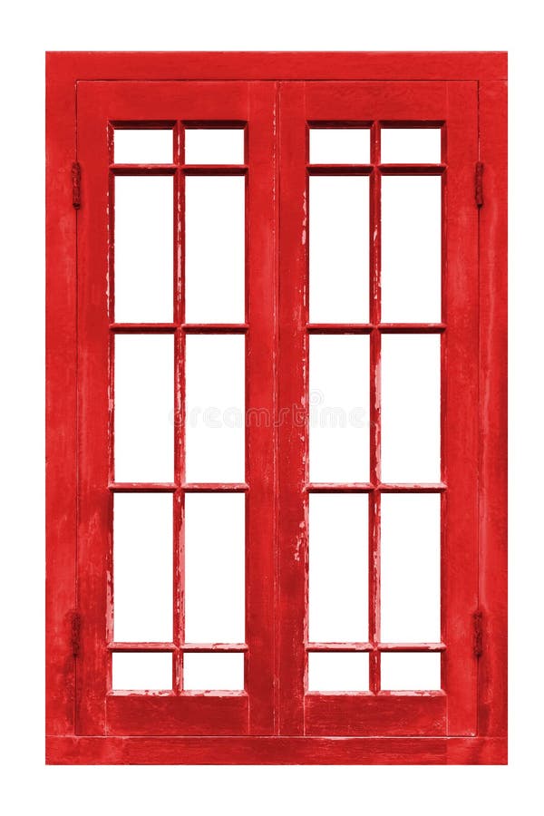 Red Painted Wooden Window Frame Isolated on a White Background Stock ...