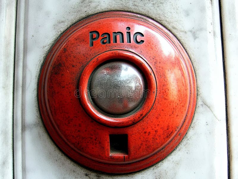 Vintage Red Panic Button Mounted on a Wall with a Shiny Metallic Center ...