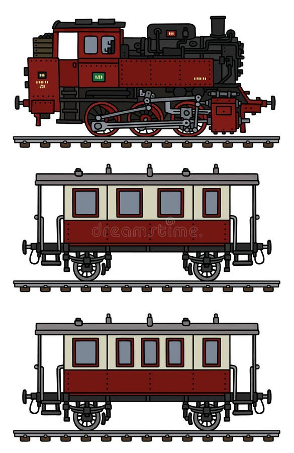 The Vintage Red Passenger Steam Train Stock Vector - Illustration of ...