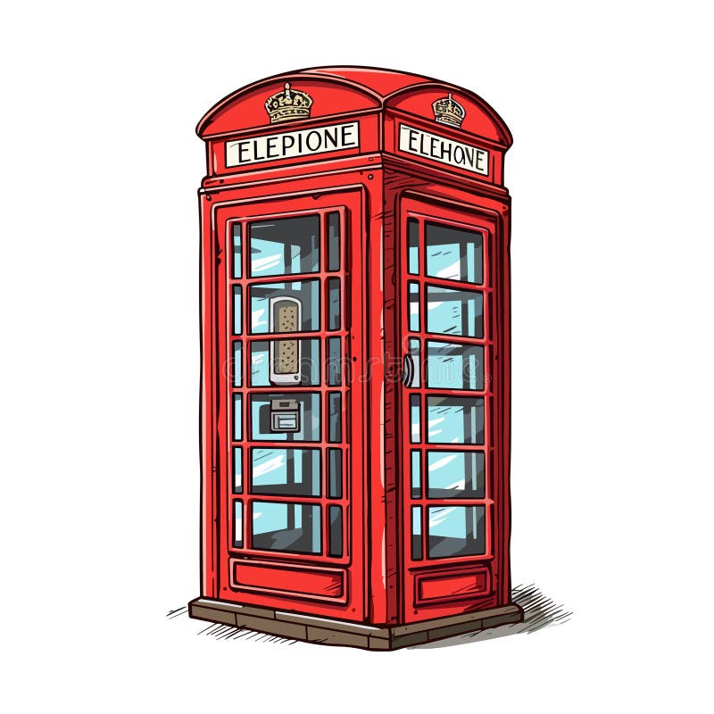 Vintage Red Phone Box in London Template Element Stock Vector ...