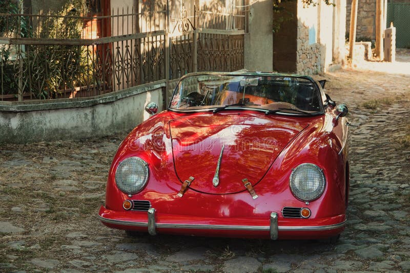 Vintage Red Porsche in Town Editorial Stock Image - Image of cassette ...