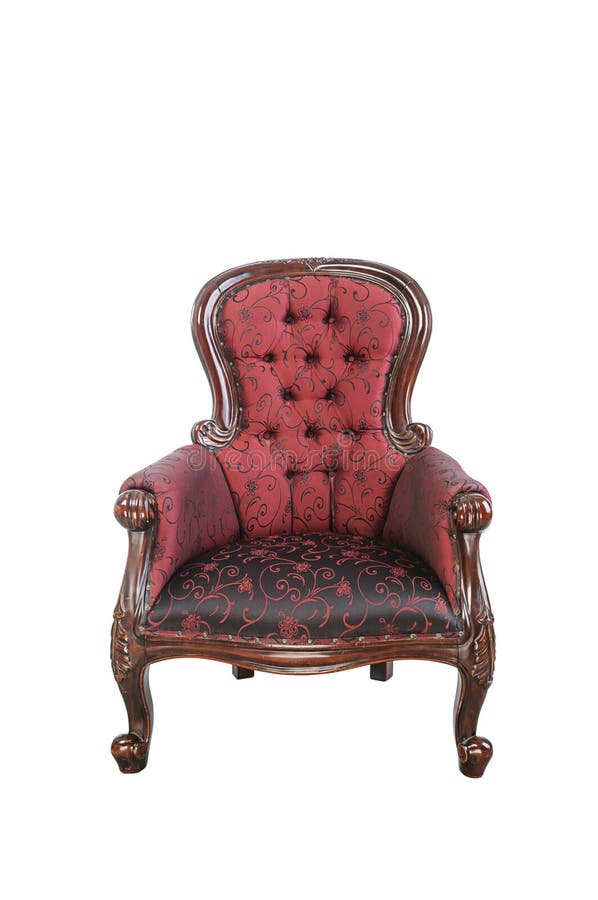 Vintage Red Silk Cloth Chair Isolated Stock Image - Image of classic ...