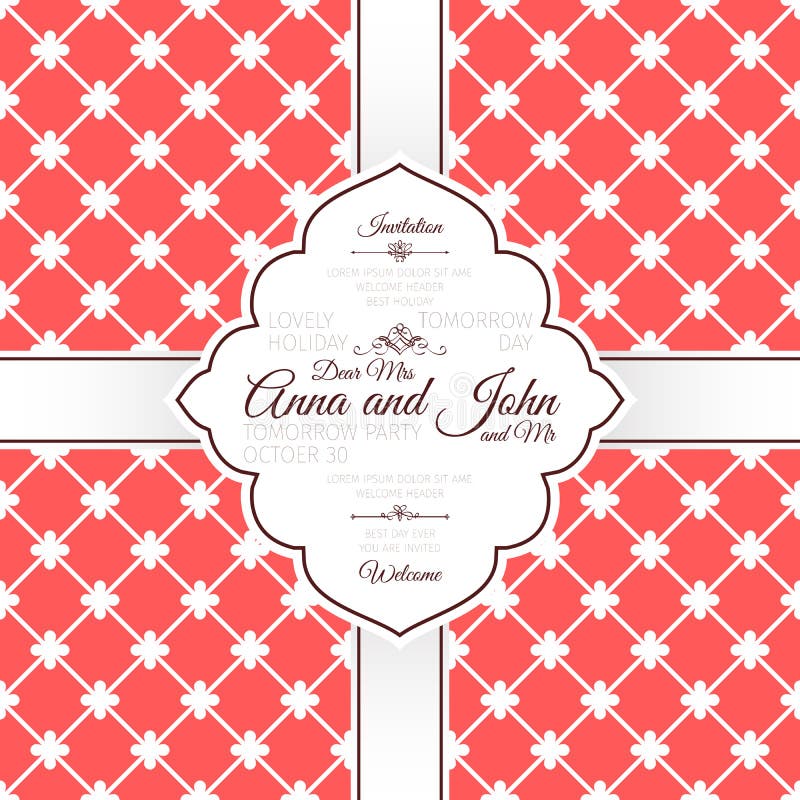 Vintage Red Spanish Pattern Invitation Card Stock Vector - Illustration ...