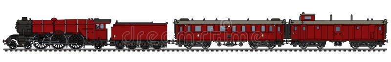 The Vintage Red Steam Train Stock Vector - Illustration of passenger ...