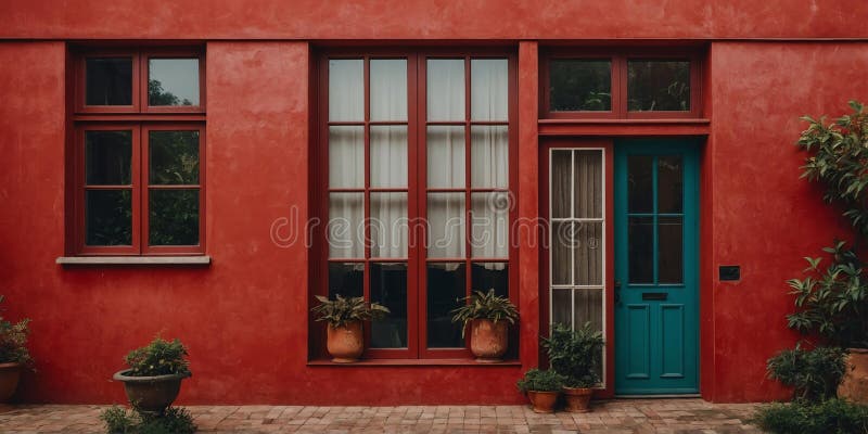 Vintage Red Theme House with Square Windows for Banner Ai Generated ...