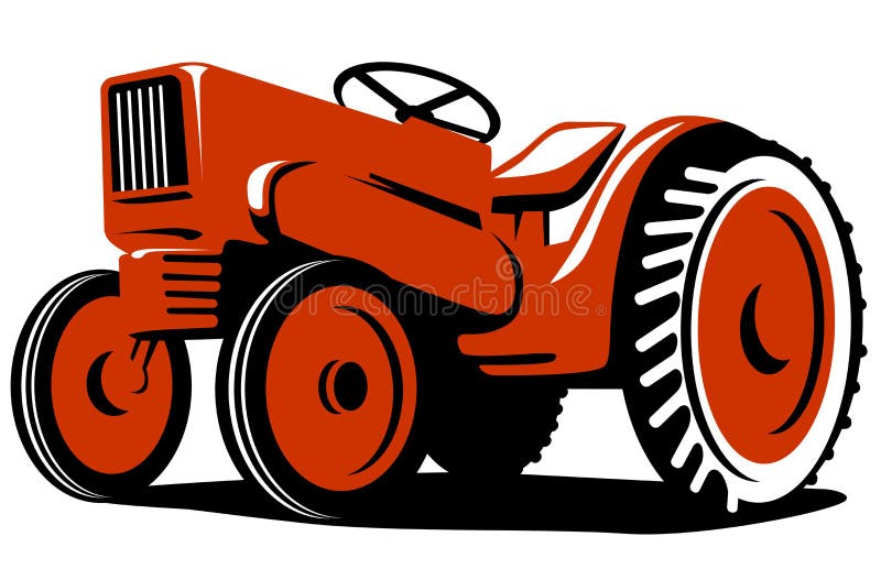 Vintage red tractor stock vector. Illustration of tractor - 3874198