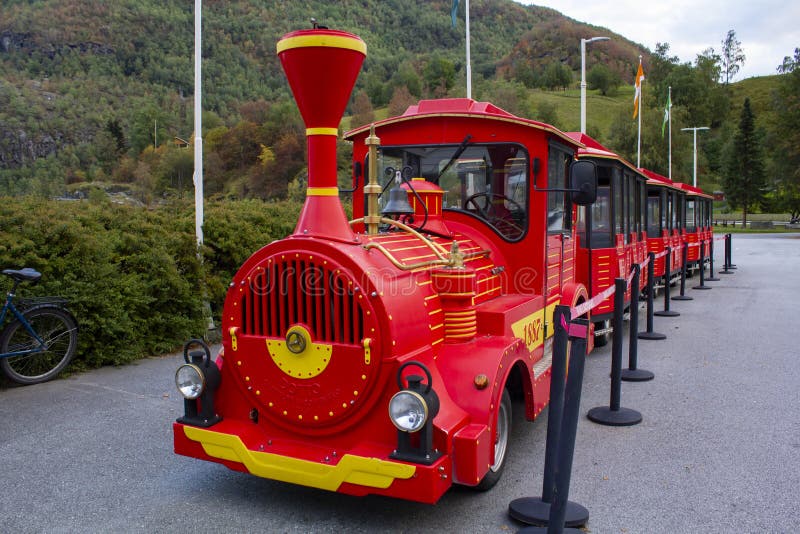 Vintage Red Train Used for Tours Stock Image - Image of outdoor ...