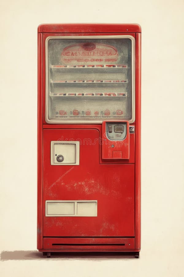 Vintage Red Vending Machine Isolated on White Stock Illustration ...