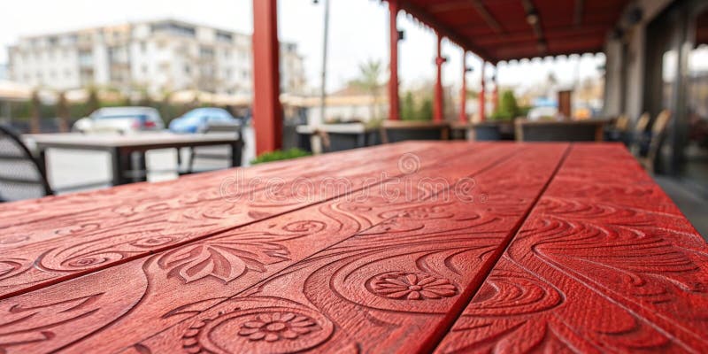 Panorama of Red Vintage Wooden Table Top Pattern Texture and Seamless ...
