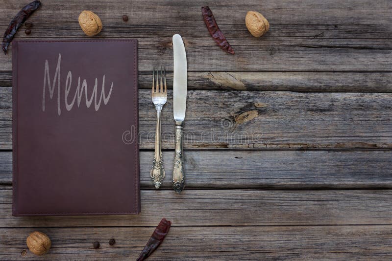 Vintage Restaurant Menu on a Rustic Wood Background Stock Photo - Image ...