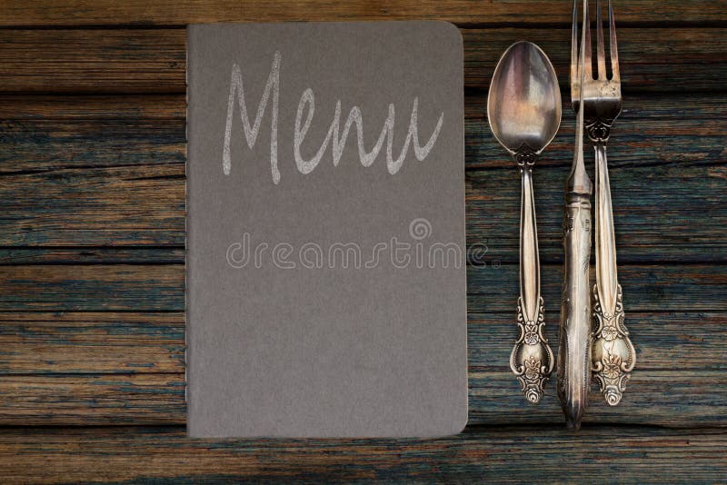 Vintage Restaurant Menu on a Rustic Wood Background Stock Photo - Image ...