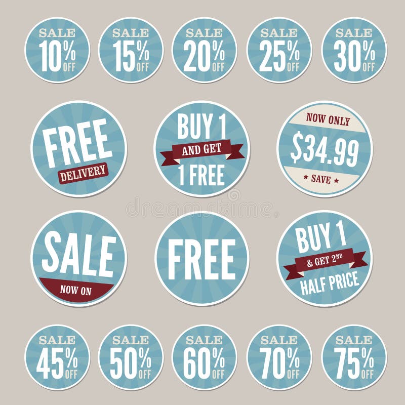 Vintage Retail Stickers stock vector. Illustration of promotional ...