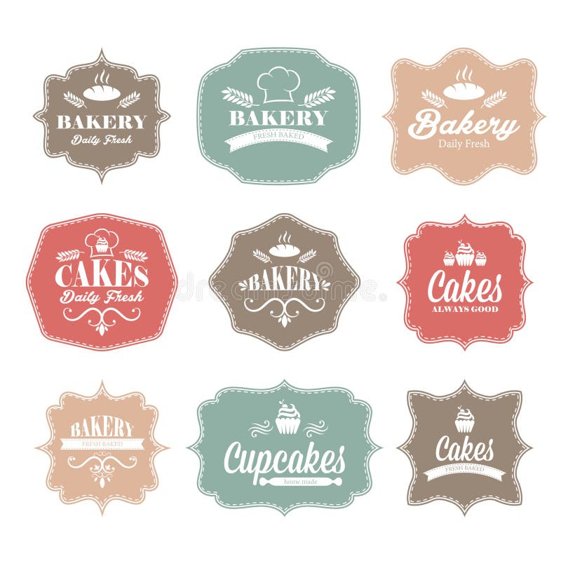 Set of Vintage Retro Bakery Labels Stock Vector - Illustration of ... Set of Vintage Retro Bakery Labels Stock Vector - Illustration of ...