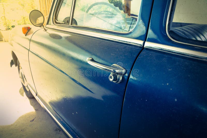 Vintage retro blue car. stock photo. Image of vehicle - 44640594