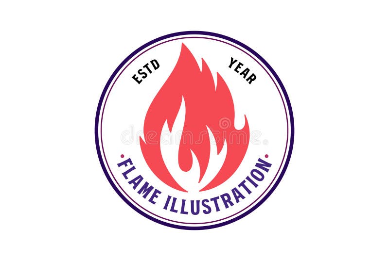Vintage Retro Burn Fire Flame Badge Emblem Label Illustration Stock ...