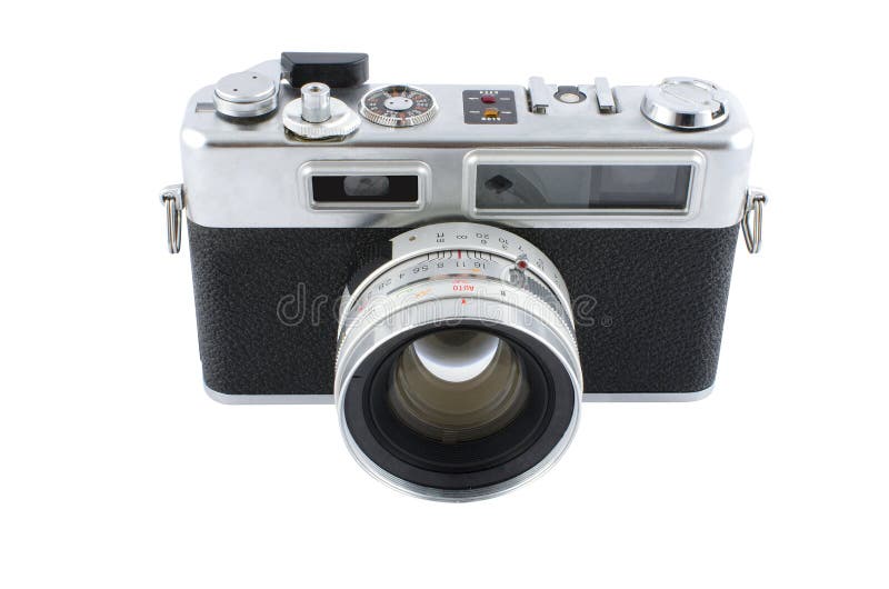 Vintage and Retro Camera Front View Isolated in White Stock Image ...