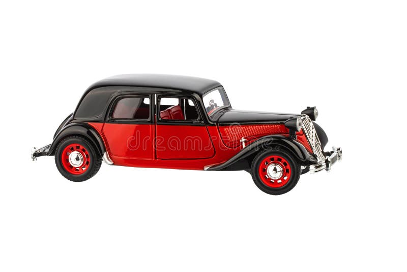 Vintage Retro Car Model with Red Body Isolated on White Background ...