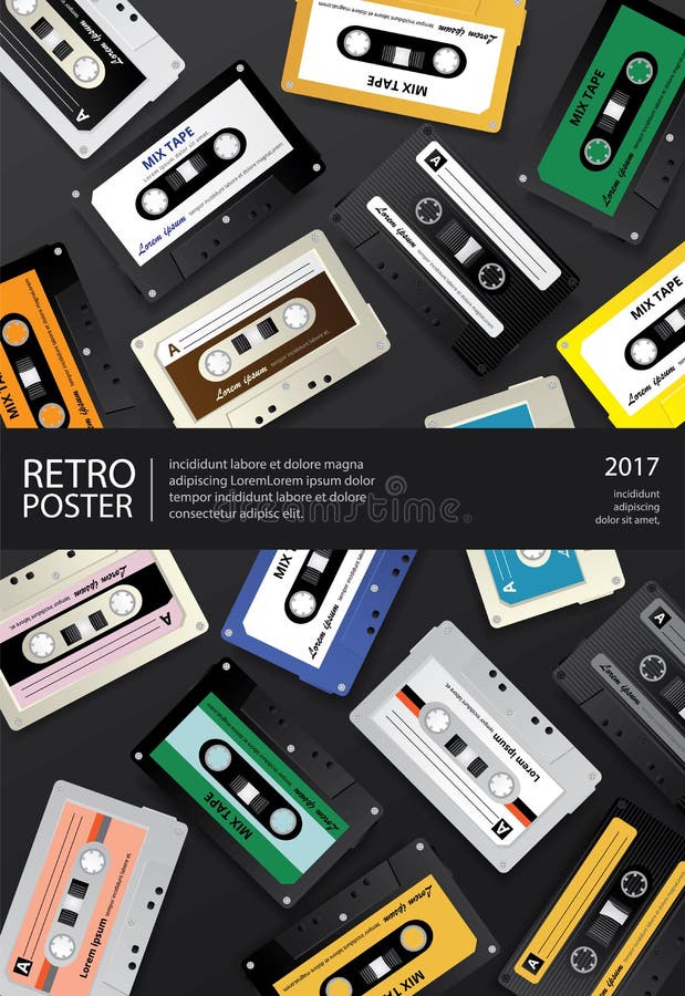 Vintage Retro Cassette Tape Pattern Design Template Stock Vector ...