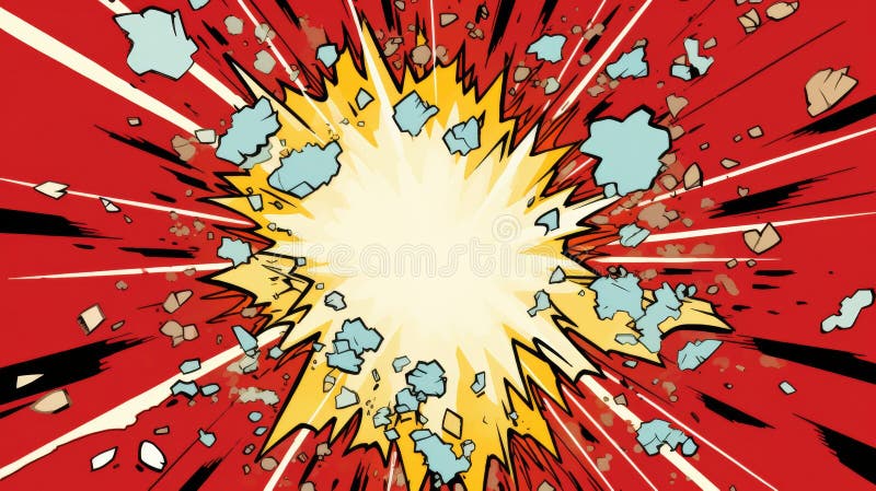 Vintage Retro Comics Explosion Cover Design with Dynamic Light and ...