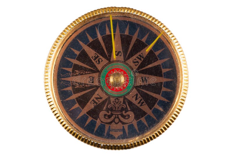 Vintage Retro Compass on White Stock Image - Image of brass, tool ...