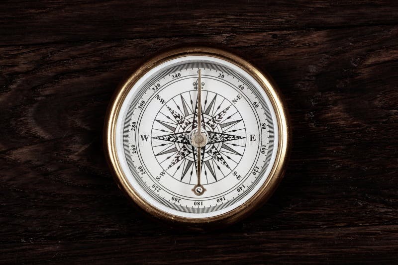Vintage Retro Compass on Wooden Background Stock Photo - Image of ...