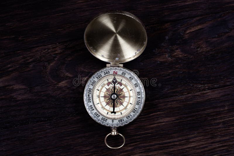 Vintage Retro Compass on Wooden Background Stock Photo - Image of ...