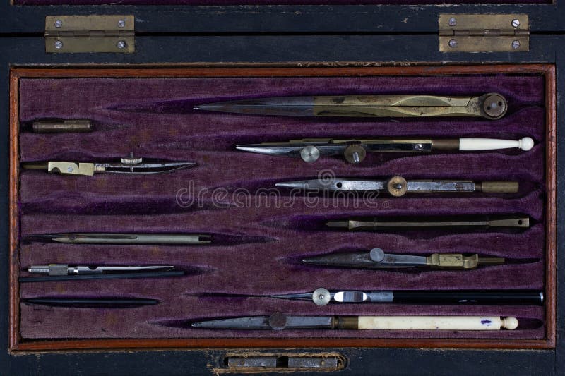 Vintage Retro Drawing Tools Set Stock Image - Image of tech, measure ...