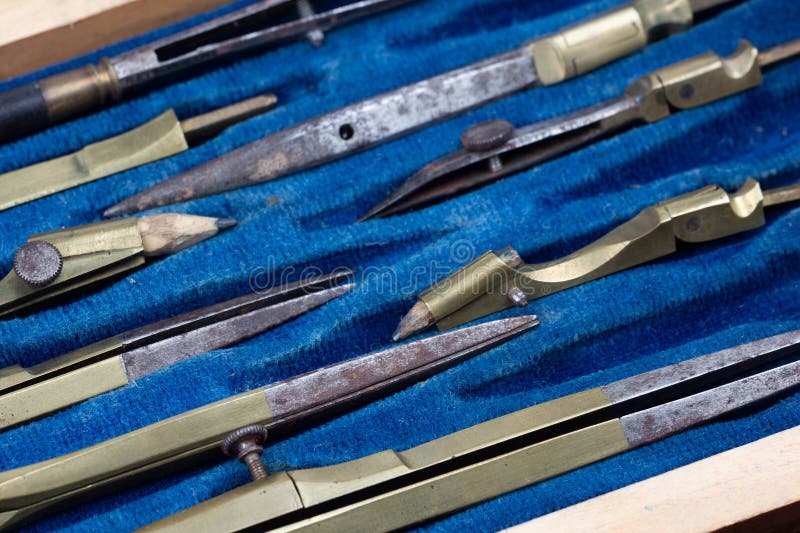 Vintage Retro Drawing Tools Set Stock Image - Image of engineer, scheme ...