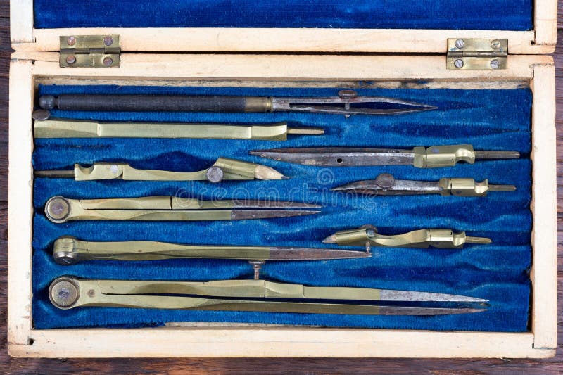 Vintage Retro Drawing Tools Set Stock Photo - Image of engineering ...