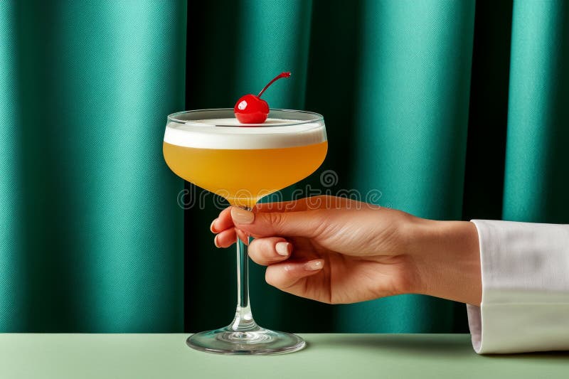 Vintage Retro Female Hand Holding a Cocktail, Placed on a Plain ...