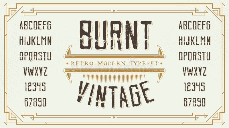 Vintage Retro Font with Sample Text. Handcrafted Decoration Font Stock ...