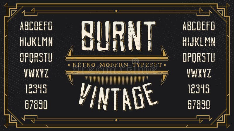 Vintage Retro Font with Sample Text. Handcrafted Decoration Font Stock ...