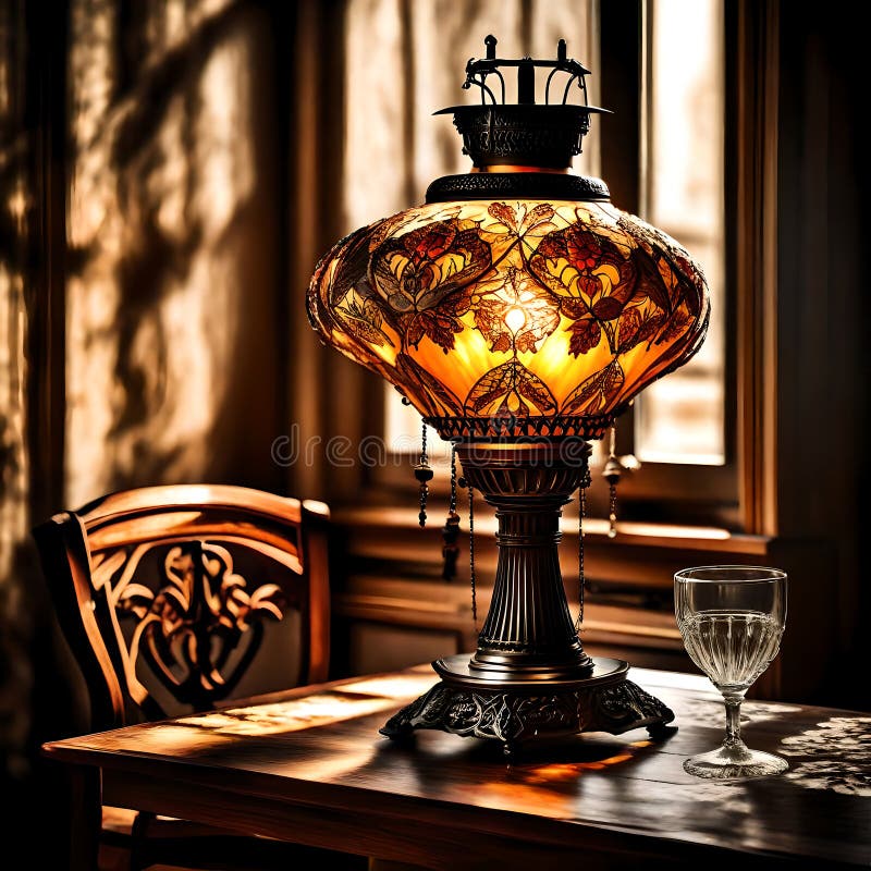 Vintage Retro Glass Lamp - Ai Generated Image Stock Illustration ...