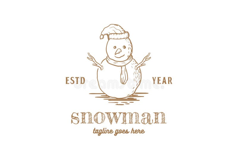 Vintage Retro Hand Drawn Ice Snowman Logo Design Vector Stock Vector ...