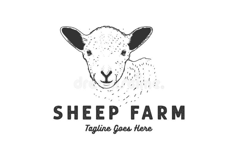Vintage Retro Hand Drawn Sketch Lamb Sheep Head Face Logo Design Vector ...