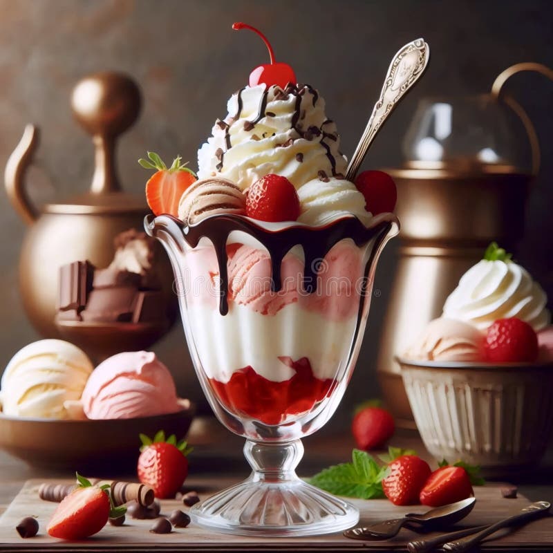 Vintage Retro Ice-cream, Ai Generated Image Stock Photo - Image of ...