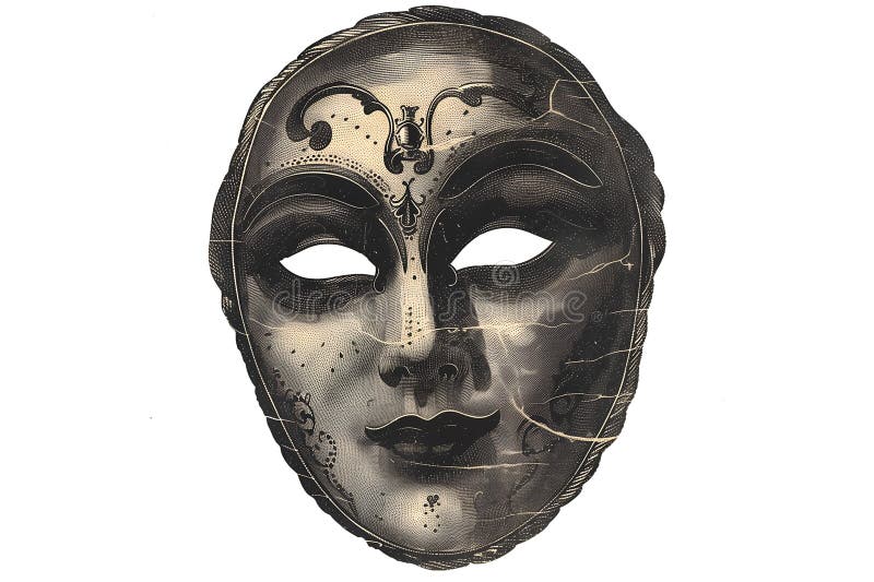 Vintage Retro Illustration of an Mask Stock Image - Image of italy ...
