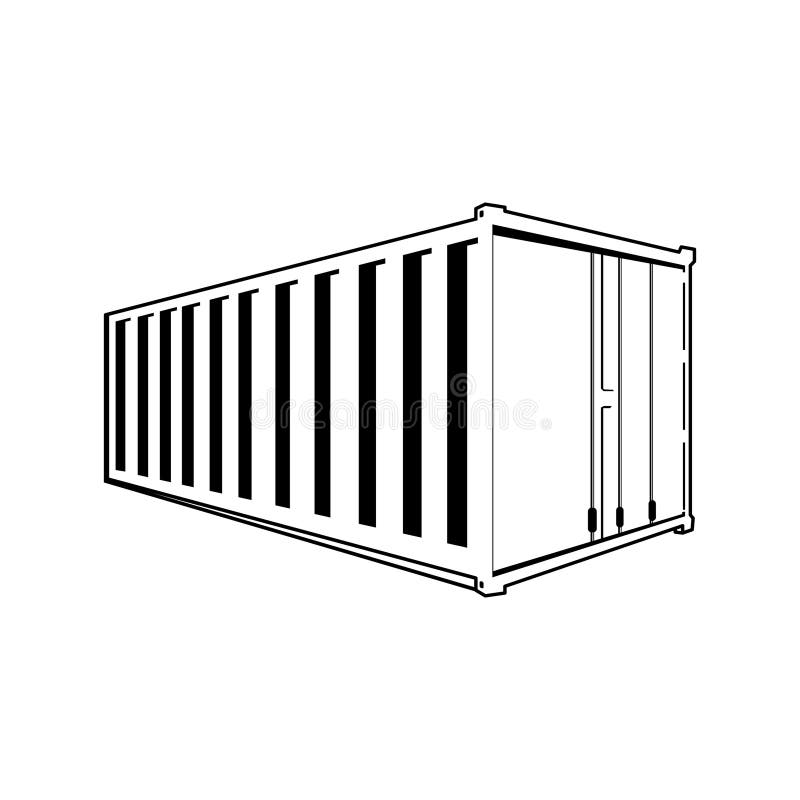 Vintage Retro Isolated Cargo Shipping Container Metal Box Stock Vector ...