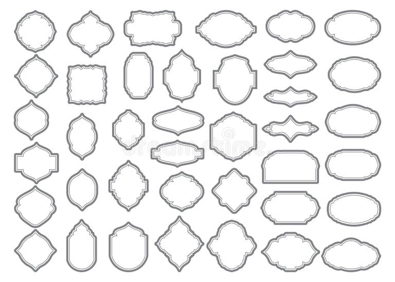 Vintage Retro Label or Emblem Shape Set, Isolated Border or Frame ...