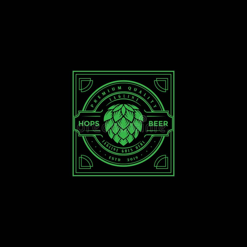 Vintage Retro Hop Craft Beer Brewing Brewery Label Logo Design Vector ...