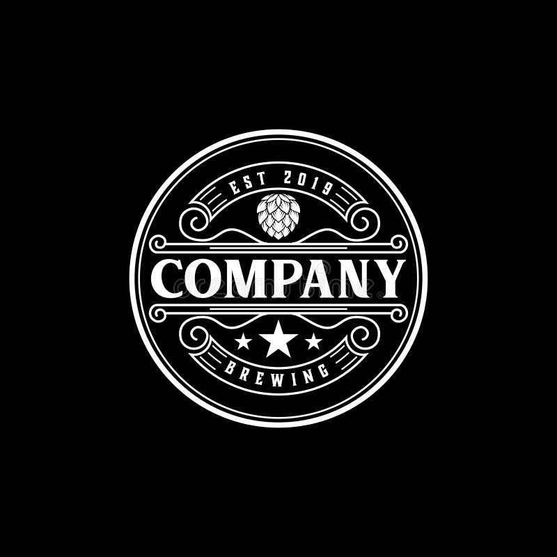 Vintage Retro Hop Beer Brewing Brewery Label Logo Design Vector Stock ...