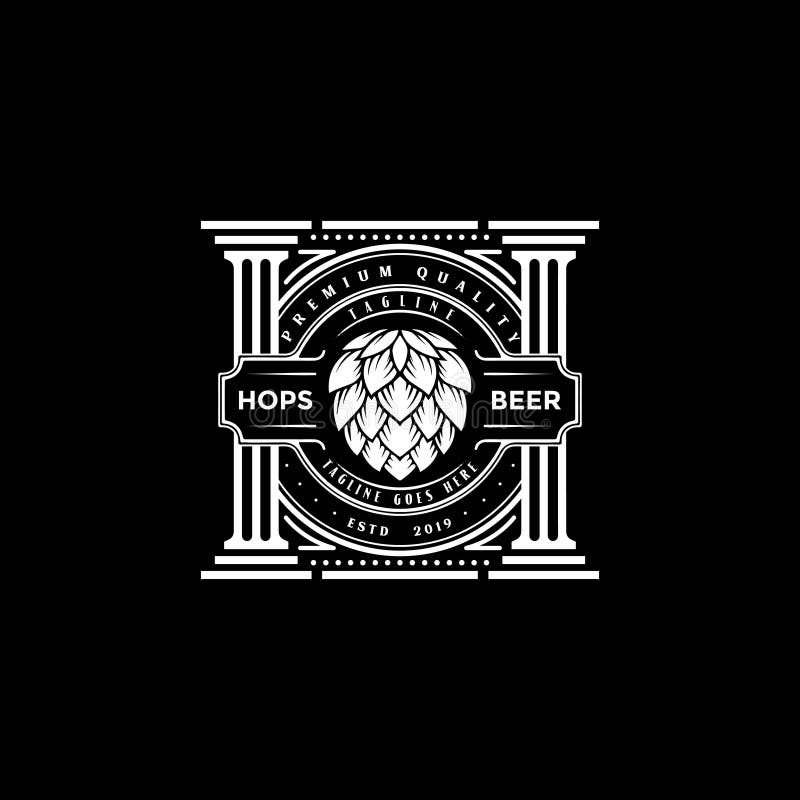 Vintage Retro Hop Brewery Pillar Label Logo Design Vector Stock Vector ...