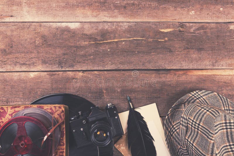 Vintage Retro Media Accessories with Copy Space Stock Image - Image of ...
