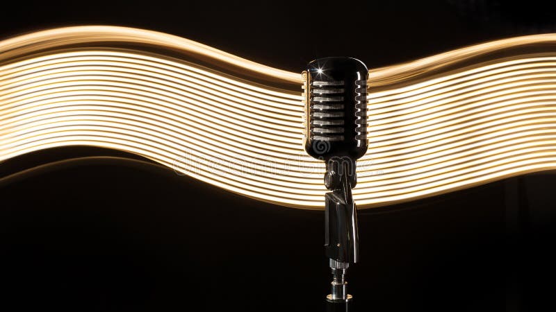 Vintage Retro Microphone on the Black Background Stock Photo - Image of ...