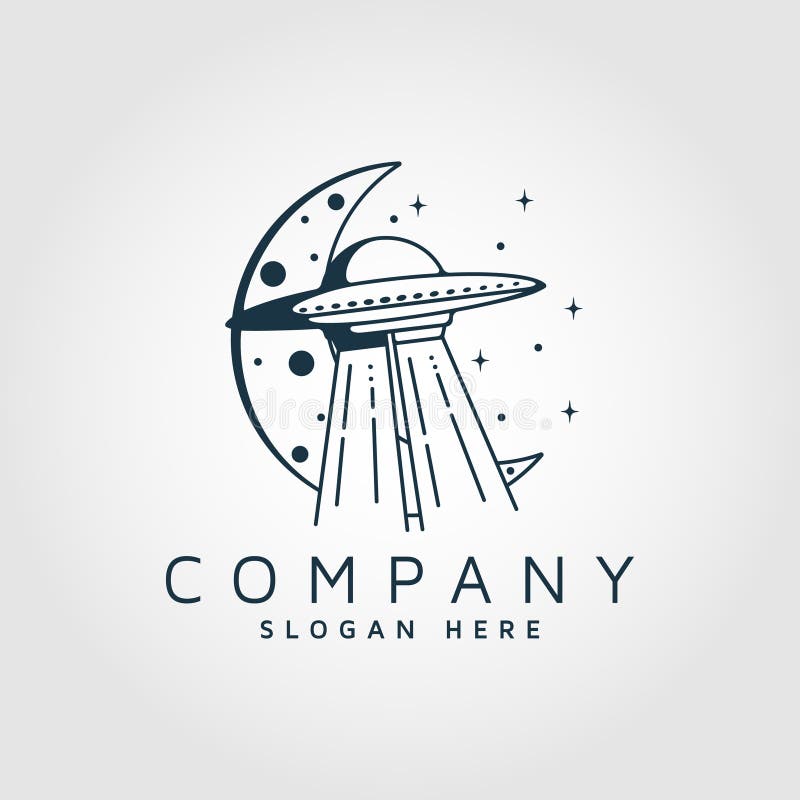 Vintage Retro Moon UFO Logo Design, UFO Spaceship Vector Illustration ...